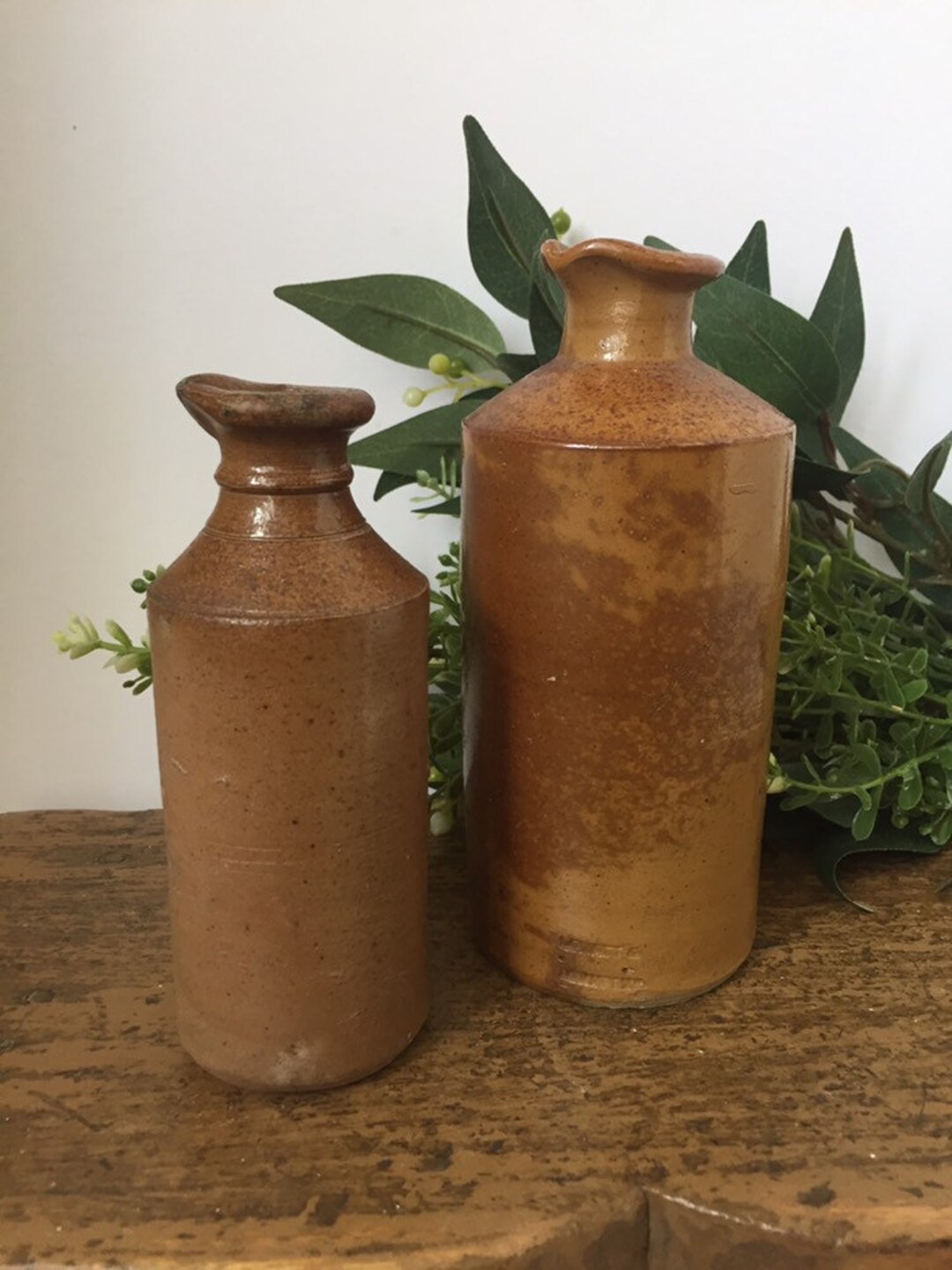 Antique VICTORIAN STONEWARE Bottles a PAIR Ink Bottles Salt Glazed ...