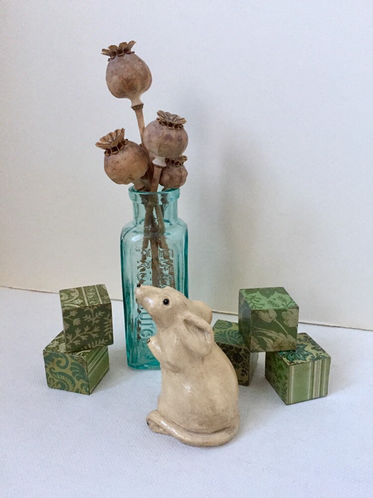 Vintage Style Green Floral/patterned Decorative Wooden Blocks - Etsy UK