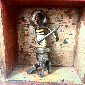 Sparky the SPARK PLUG MAN Praying Scrap Metal Art Spark Plug Sculpture ...