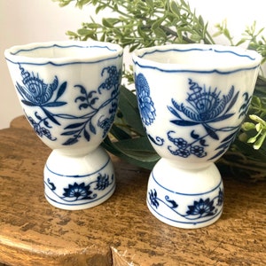 Vintage BLUE DANUBE Japan LARGE Eggcups Pair Blue & White Eggcups for ...
