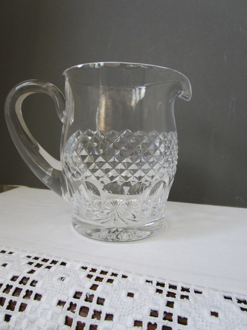 LEAD CRYSTAL Glass Pitcher Cut Glass Jug Water Jug Flower Vase Vintage ...