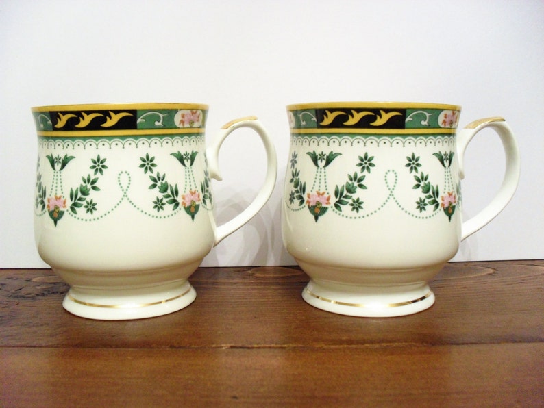 BONE CHINA MUGS Pair Antique Style Vintage China Mugs Pink | Etsy