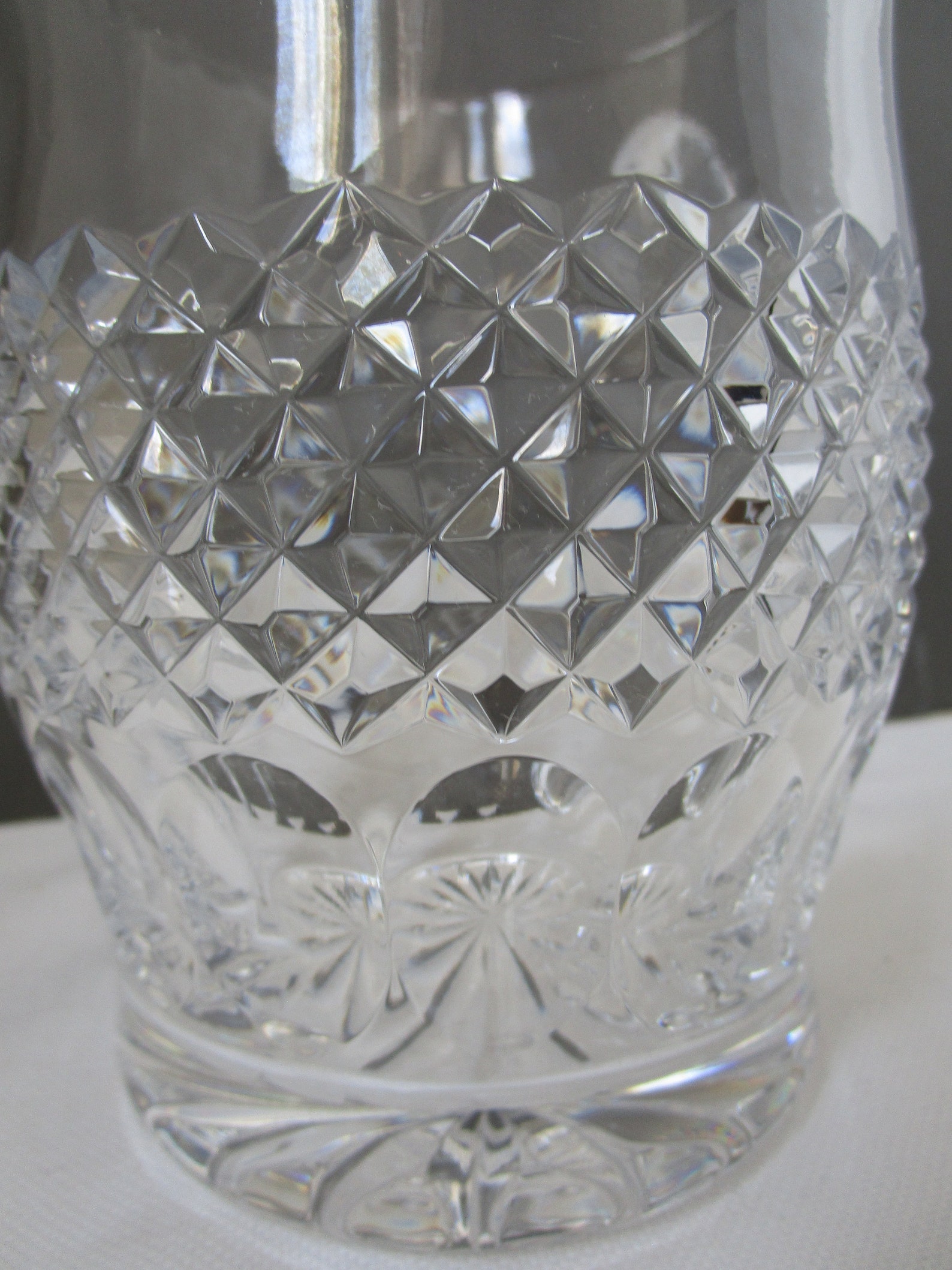 LEAD CRYSTAL Glass Pitcher Cut Glass Jug Water Jug Flower Vase Vintage ...