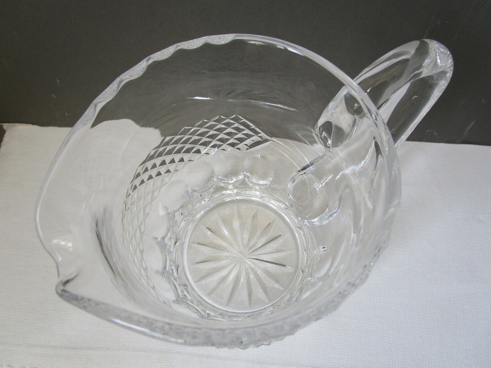 LEAD CRYSTAL Glass Pitcher Cut Glass Jug Water Jug Flower Vase Vintage ...