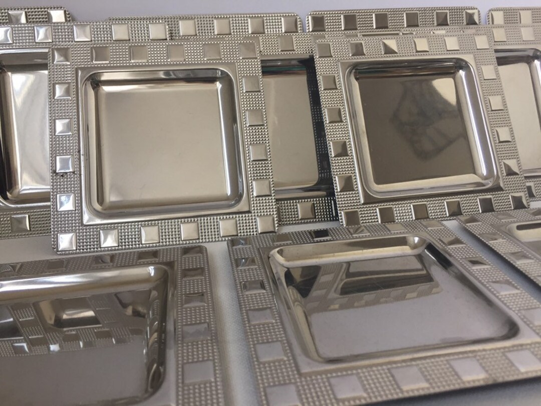 Vintage INOX Stainless Steel Coasters Portugal Set of 12 Square Metal ...