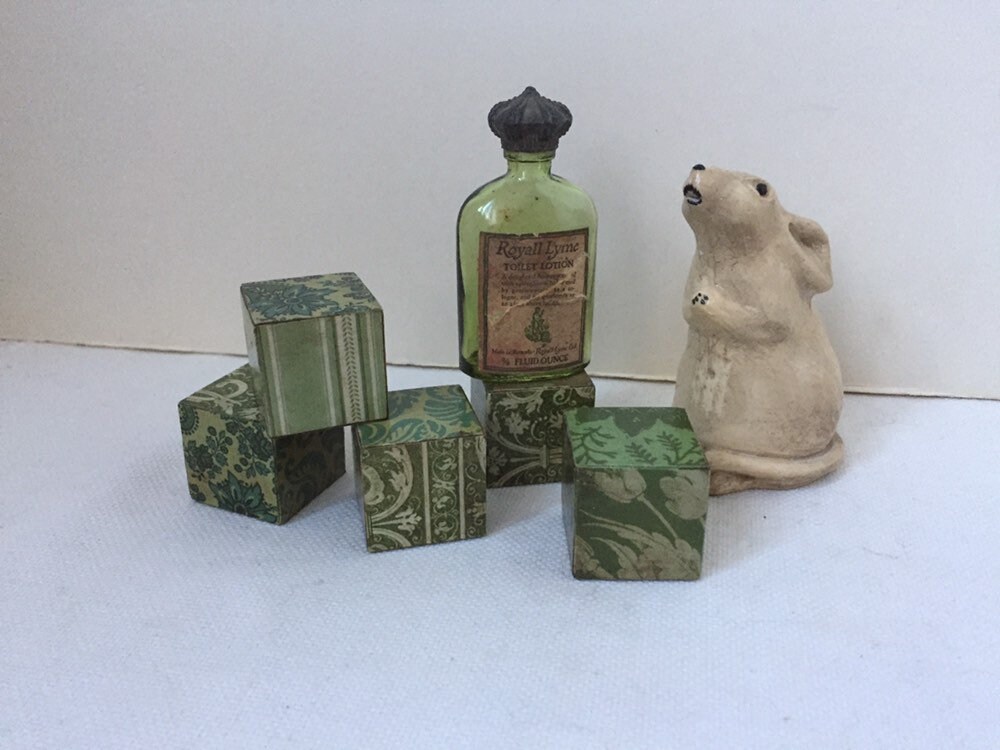 Vintage Style Green Floral/patterned Decorative Wooden Blocks - Etsy UK