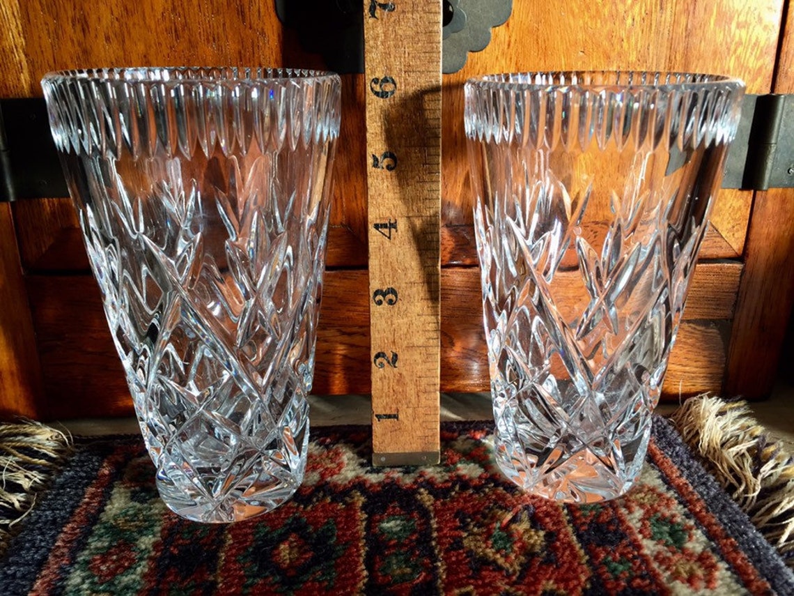 ONE Vintage LEAD CRYSTAL Glass Vase Compact Glass Vase Cut Glass Vase ...