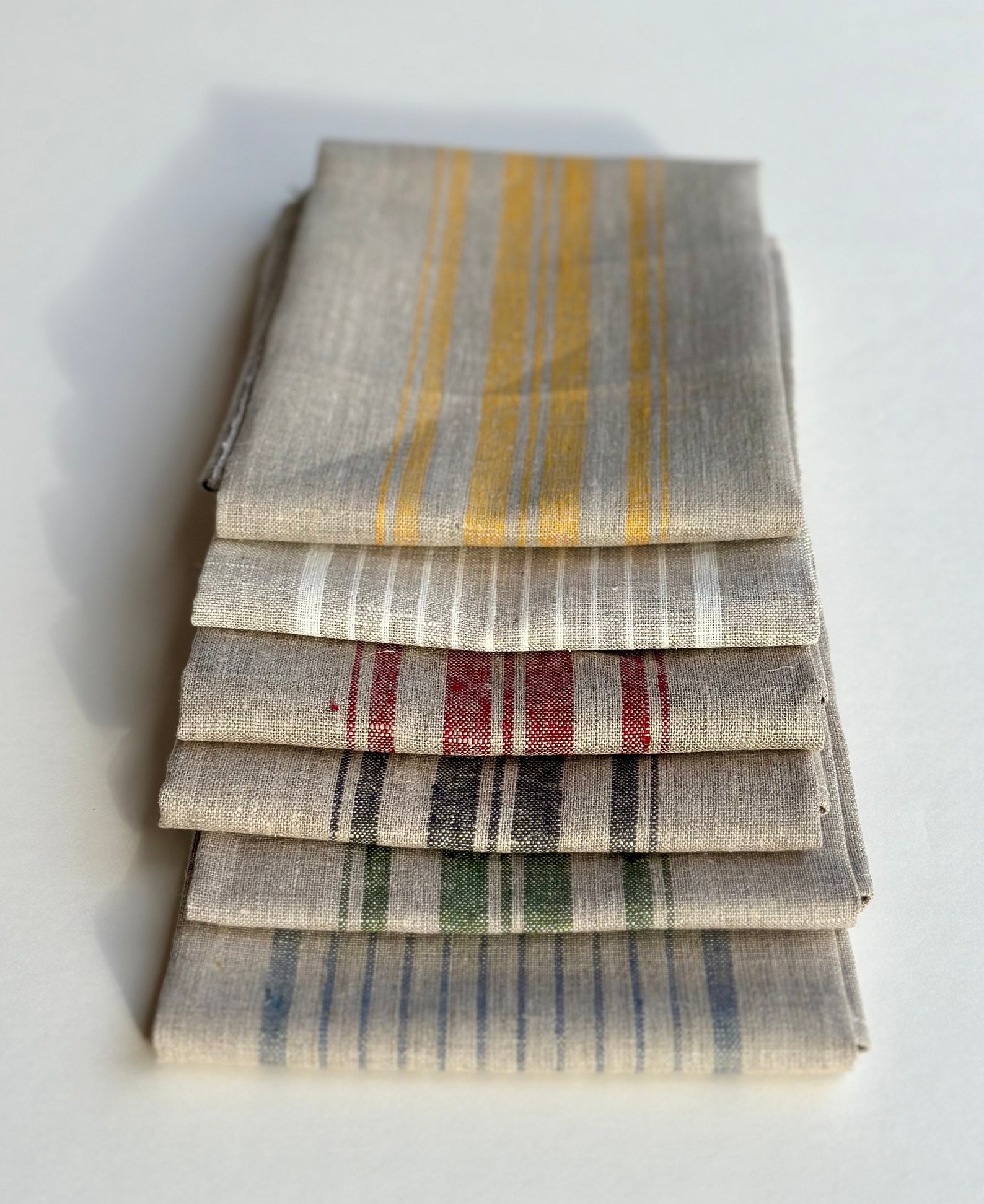 Rustic Cottage Striped Linen Tea Towel, French Style Dish Towel, Linen ...
