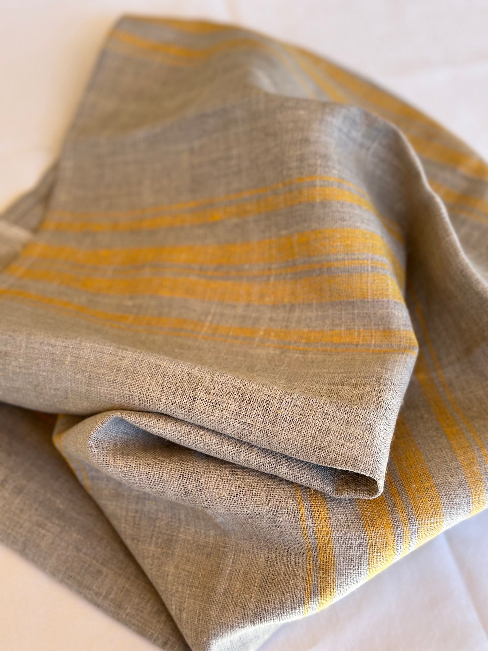 Rustic Cottage Striped Linen Tea Towel, French Style Dish Towel, Linen ...