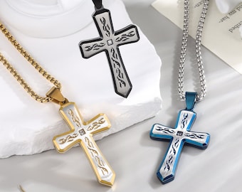 Custom Men Cross Necklace - Etsy