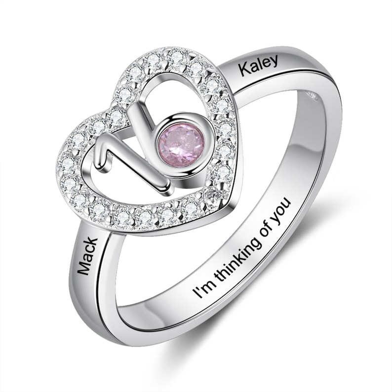 Personalized Engraved Sweet 16 Ring Birthstone Name - Custom Stone ...