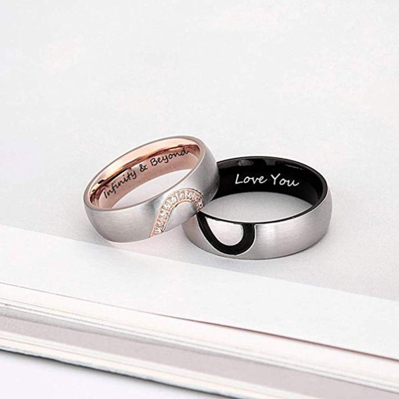 Personalized Engraved Couples Ring Set His and Her Ring Set - Etsy