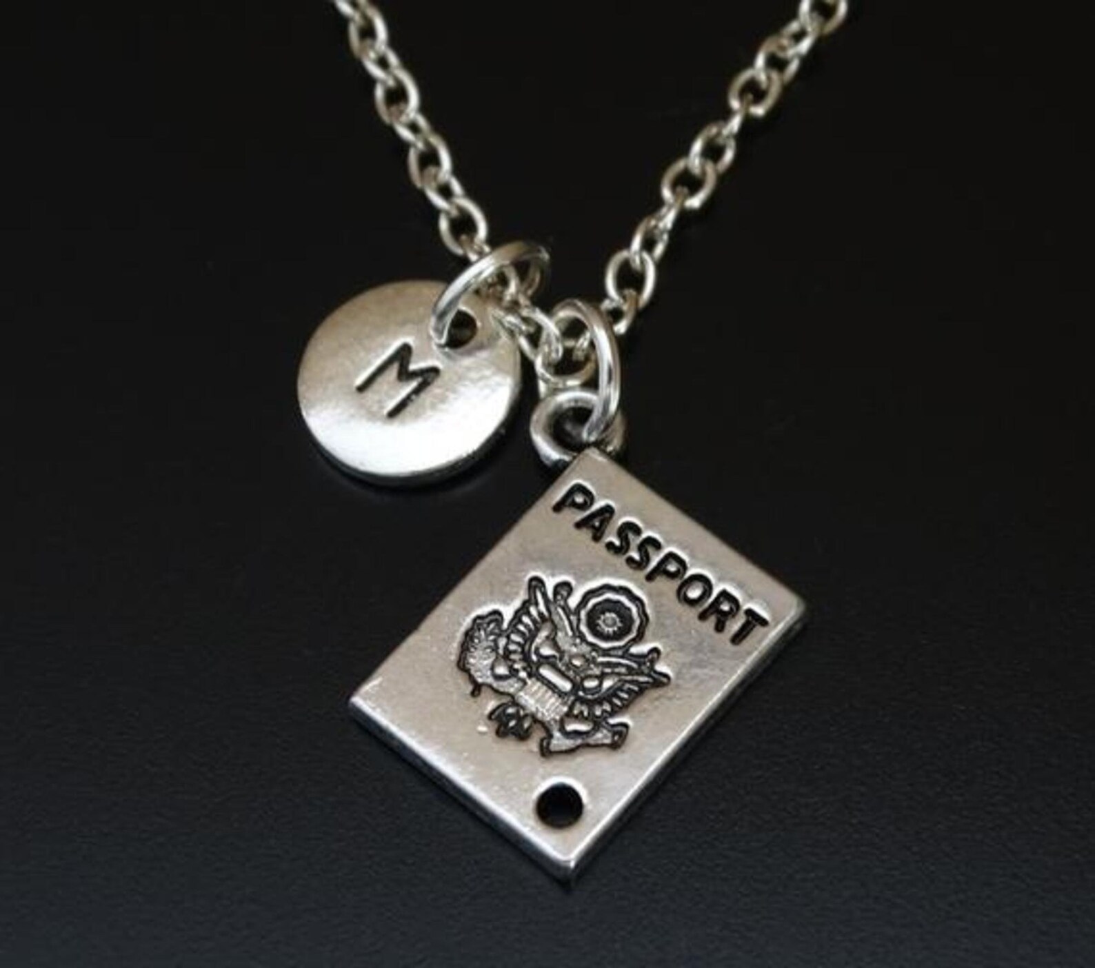 Passport Necklace Silver Passport Charm Necklace Passport | Etsy