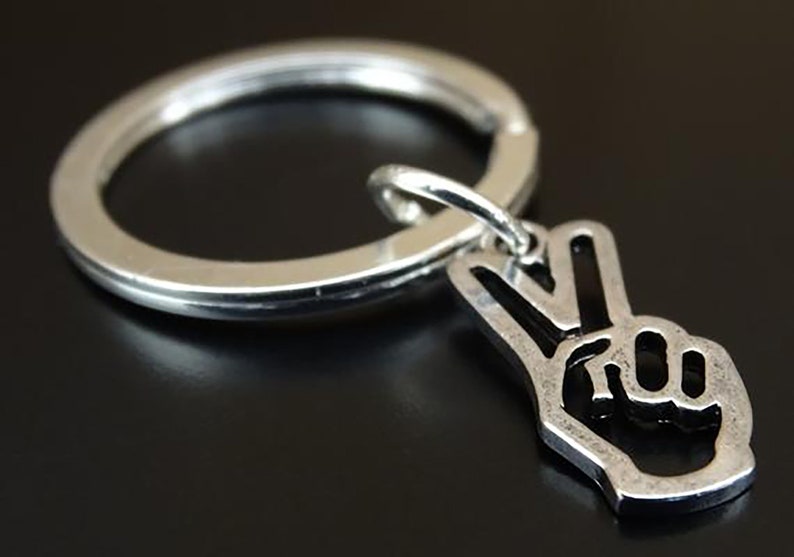 Peace Sign Keychain Victory Sign Keychain V Sign Keychain | Etsy