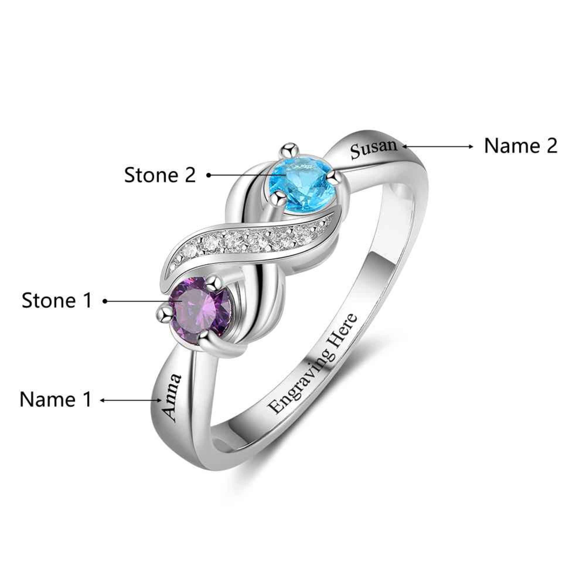 Ring with children's names and birthstones store