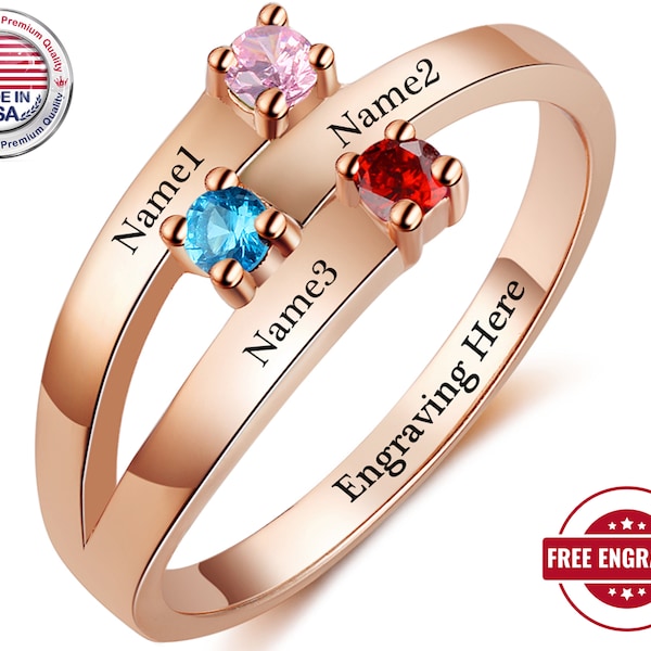 Mothers Ring 3 Stone - Etsy