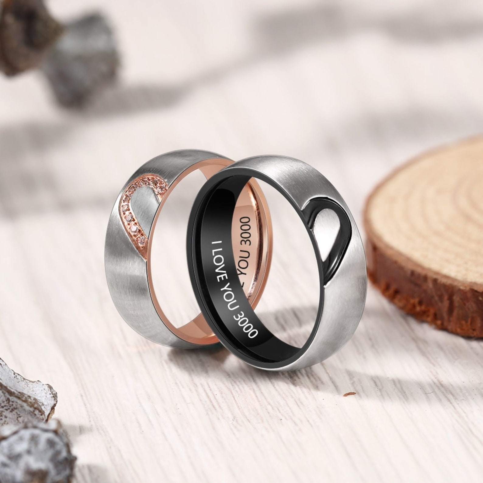 Personalized Engraved Couples Ring Set His and Her Ring Set - Etsy