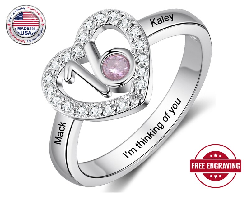 Personalized Engraved Sweet 16 Ring Birthstone Name Custom | Etsy