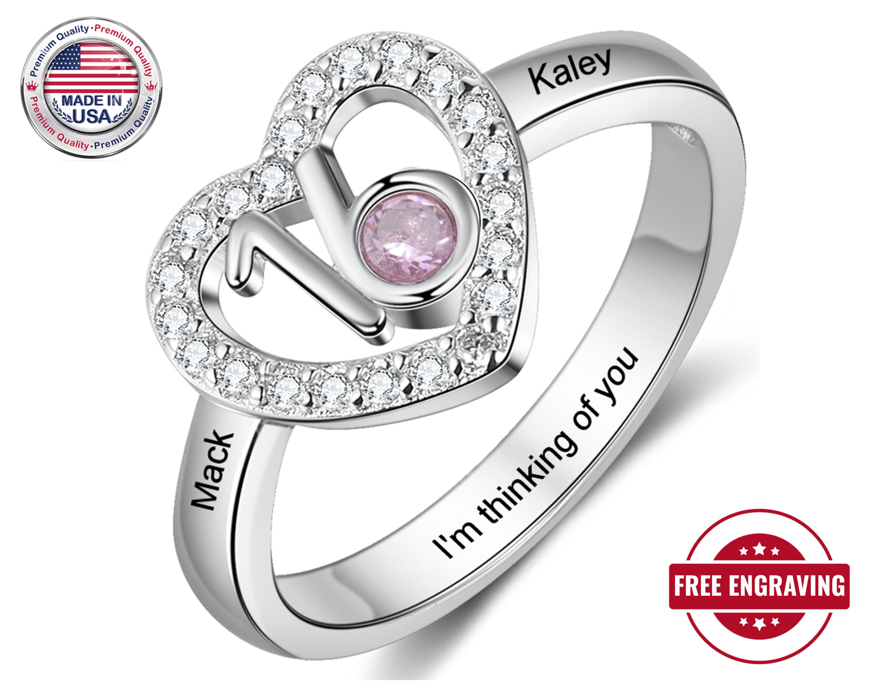 Personalized Engraved Sweet 16 Ring Birthstone Name Custom | Etsy