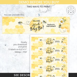 BUNDLE Bee Invitation Party Pack, Welcome Sign, Raffle Cards, Bottle ...