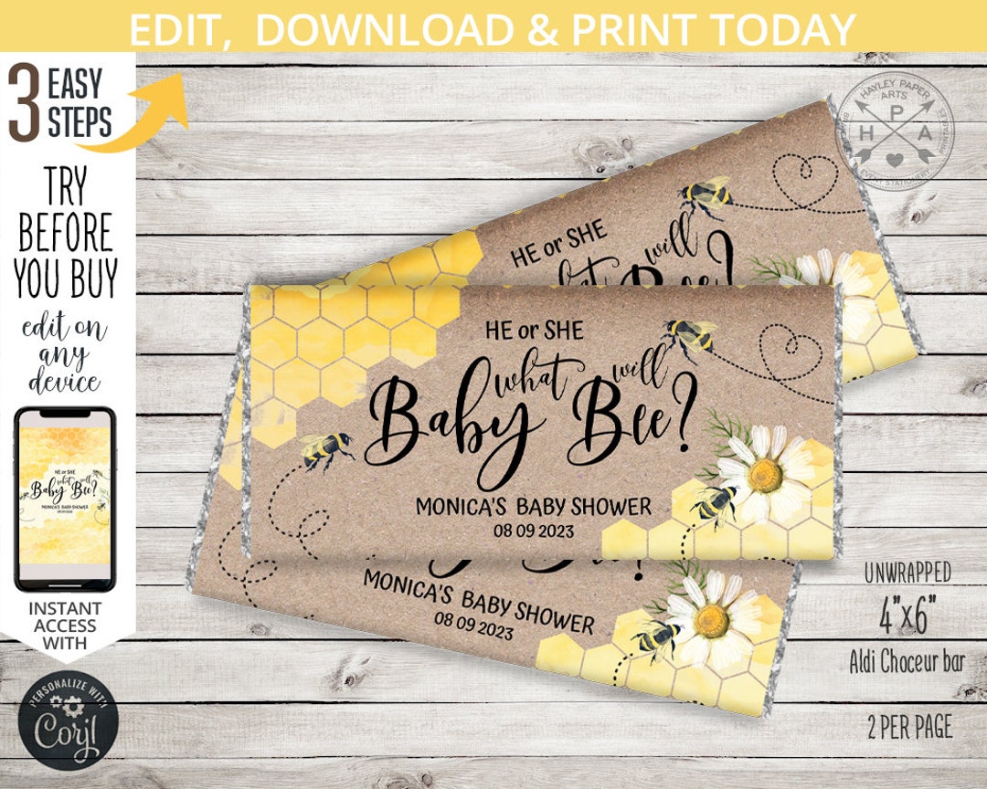 Bee Chocolate Bar Wrapper Birthday Bee-ing Celebration Party Any Age ...