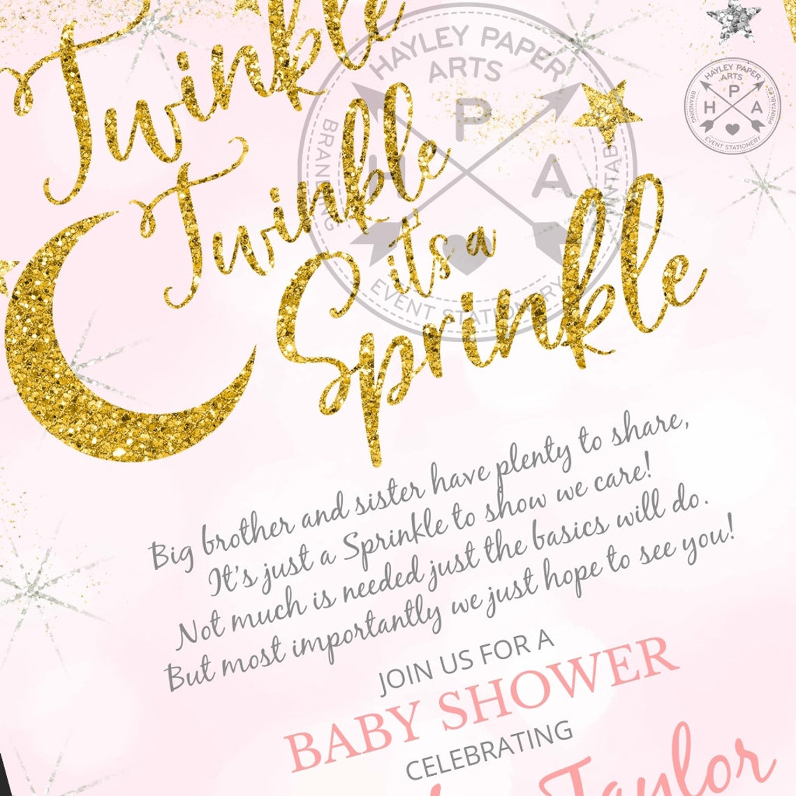 EDITABLE Twinkle It's a Sprinkle Baby Shower Poem Gold - Etsy Canada