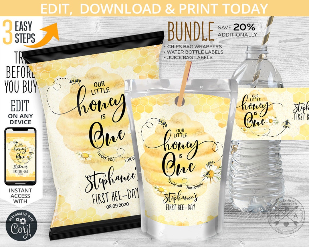 Bee Honey 1st Birthday Bundle, Bee First Birthday Pack, Bee Sweet Party ...