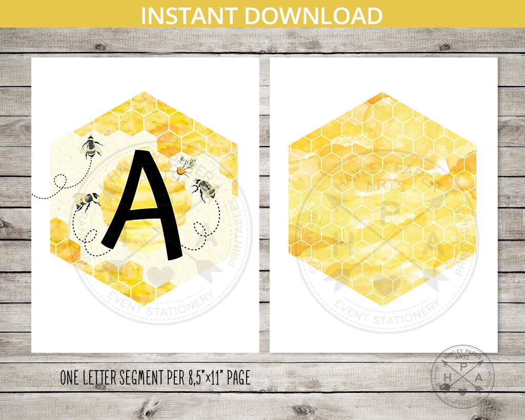 ABC Bee Day Full Alphabet Banner. First Bee-day Birthday Printable ...