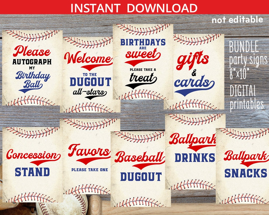 BUNDLE Baseball Table Signs 8x10 Printable Rookie Party Decoration Pack ...