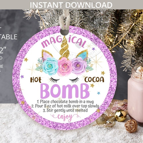 Editable Hot Chocolate Bomb Tag or Sticker Valentines Day - Etsy
