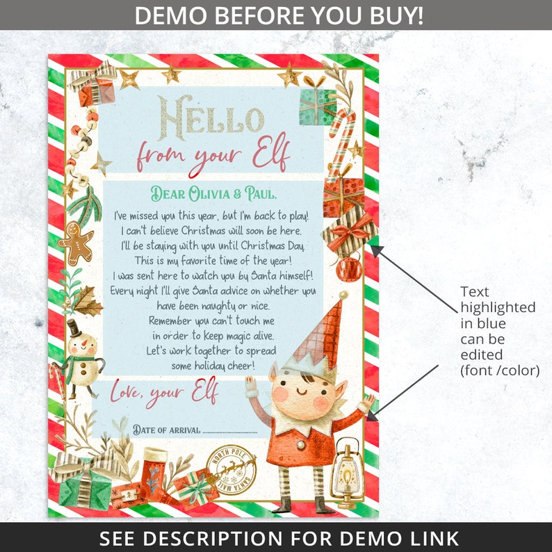 Elf Arrival Letter. Elf Return Letter. Elves Christmas Card. - Etsy