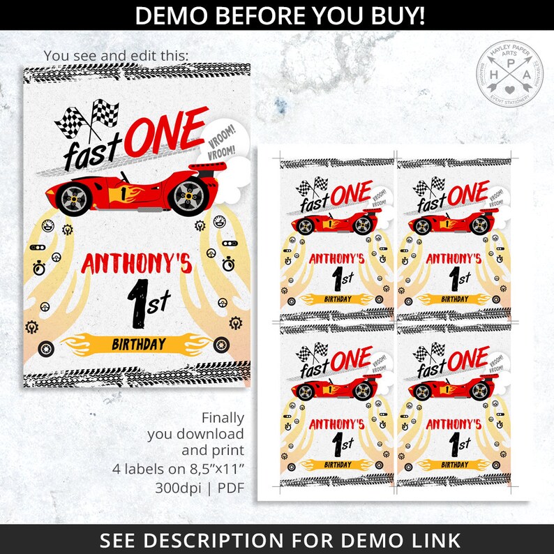 BUNDLE Fast ONE Race Car Chips Bag Juice Bags Water Bottle - Etsy