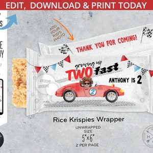 Race Car Rice Krispies Label, Two Fast 2 Sports Speed Racing Labels ...