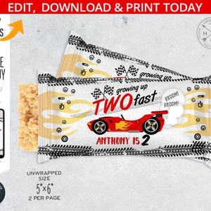 Race Car Rice Krispies Label, Two Fast Sports Speed Racing Labels ...