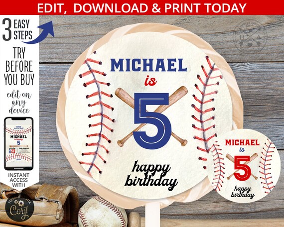 Baseball lollipop label sticker any age boy birthday sports rookie ...