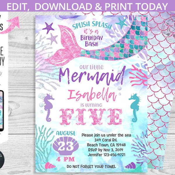 Mermaid Fifth Birthday Party - Etsy