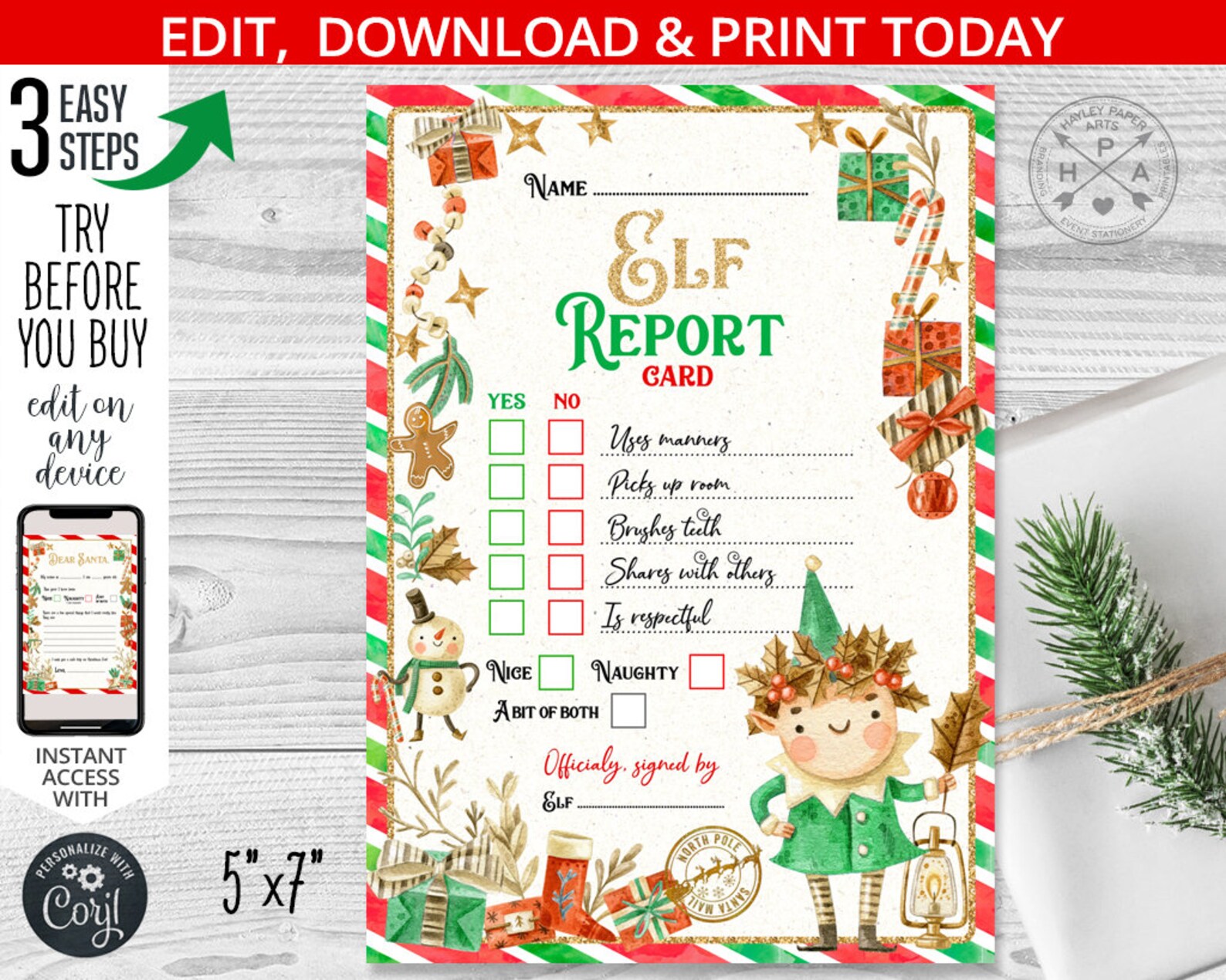 Elf Report Card. Notes From the Elf. Christmas Elves Letter. - Etsy