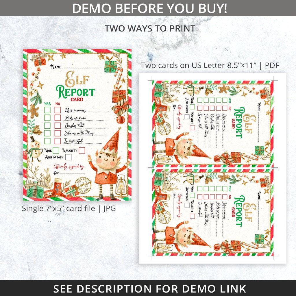 Elf Report Card. Notes From the Elf. Christmas Elves Letter ...