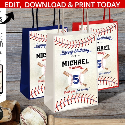 Baseball Paper Gift Bag Labels Birthday Favor Little Rookie - Etsy