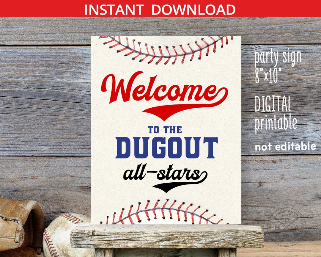 Baseball Welcome to the Dugout All-stars Table Sign 8x10 Printable Rookie Party Decoration ...