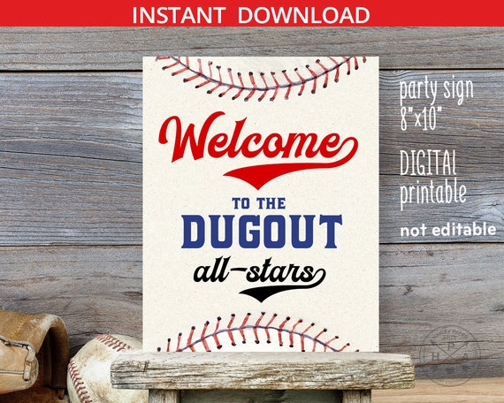 Baseball welcome to the dugout all-stars table sign 8x10 printable ...