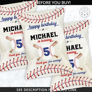 Baseball Chips Bag Party Favor, Chip Pouch, Container for Party Snacks ...