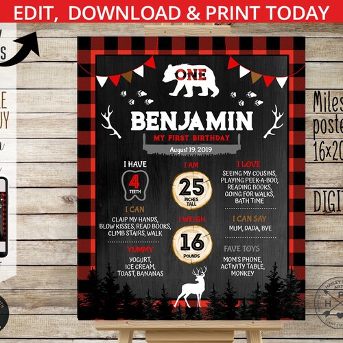 Lumberjack First Birthday Electronic Invitation 1st Party - Etsy