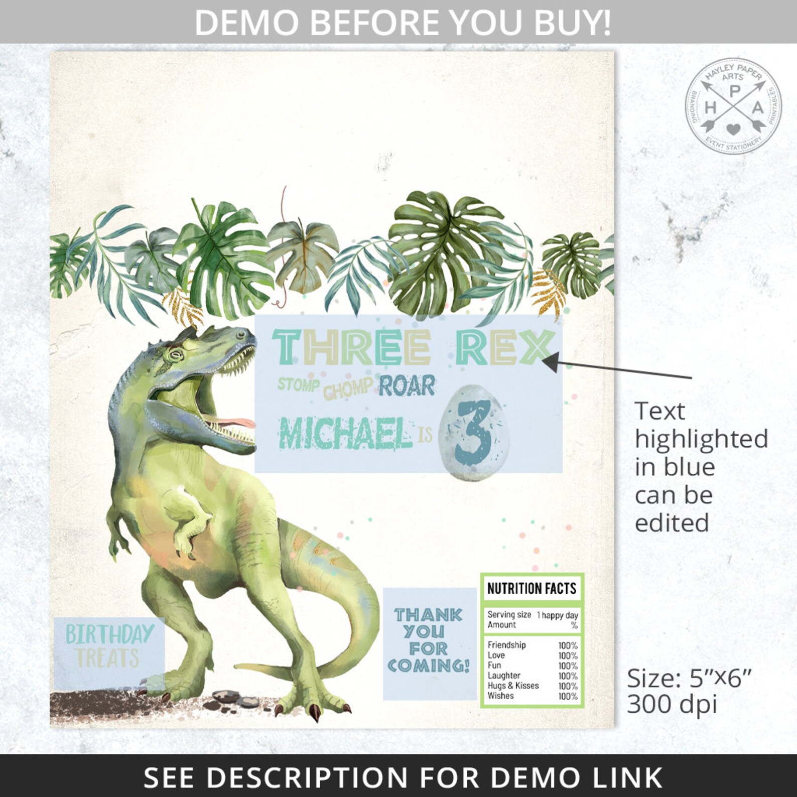 BUNDLE Dinosaur Three Rex Chips Bag, Juice Bags, Rice Krispies Wrap ...