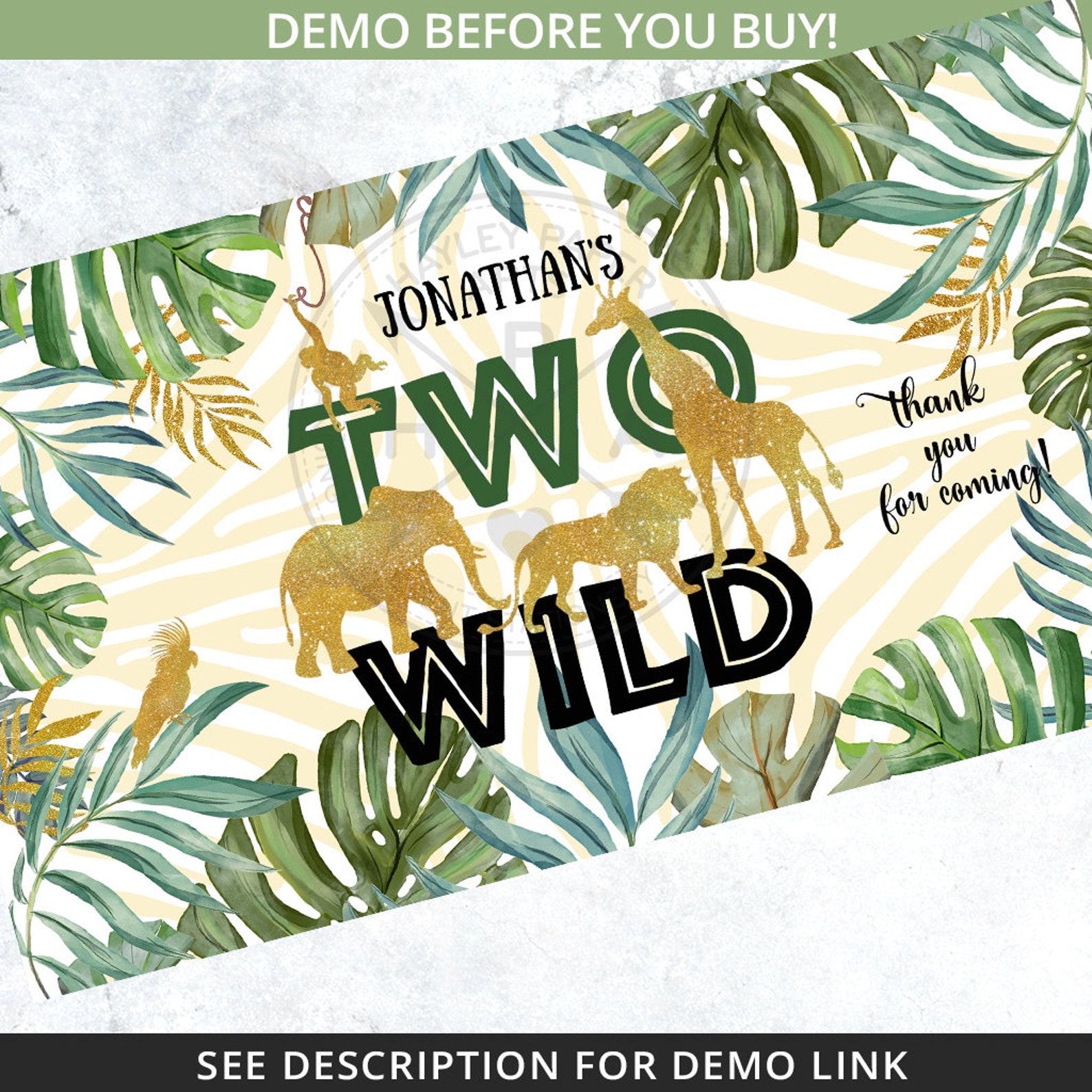 Two Wild Jungle Gift Gable Box Labels Guest Name Tags. | Etsy
