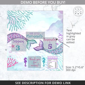 BUNDLE Mermaids Chips Bag, Juice Bags, Water Bottle Labels, Candy Bar ...