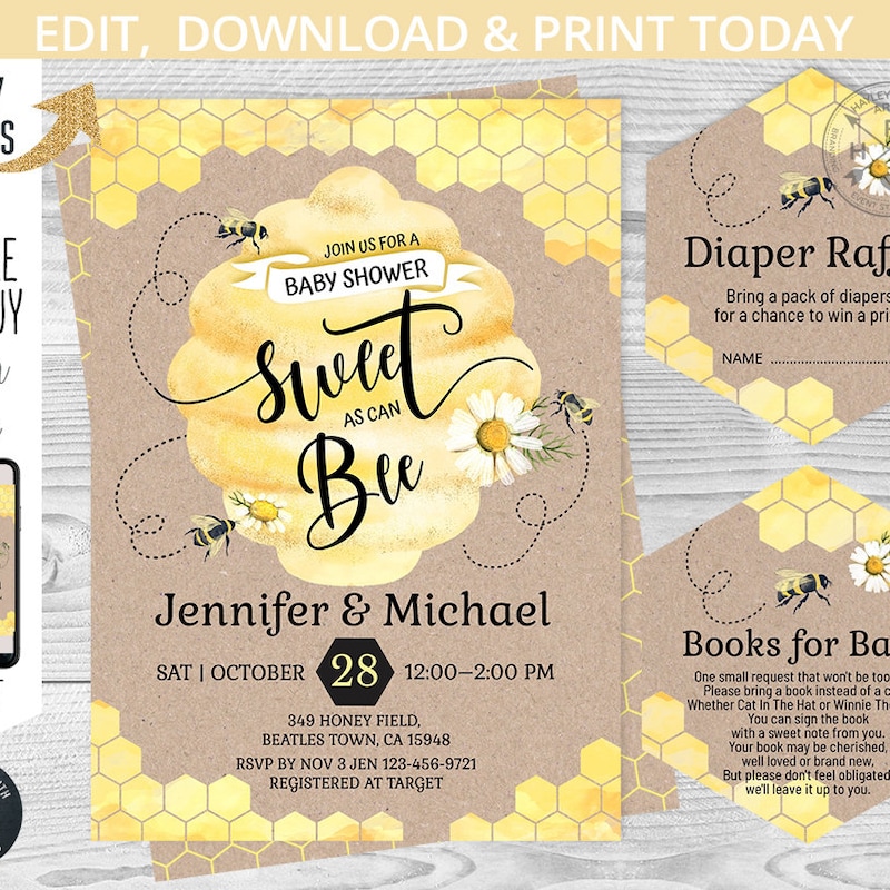 Bumble Bee Invite - Etsy