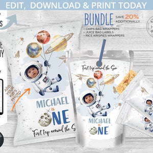 BUNDLE Outer Space Chips Bag, Juice Labels, Rice Krispies Treat, Favor ...