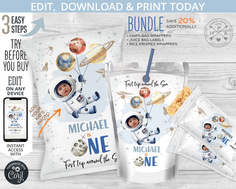 BUNDLE Outer Space Chips Bag Juice Labels Rice Krispies - Etsy