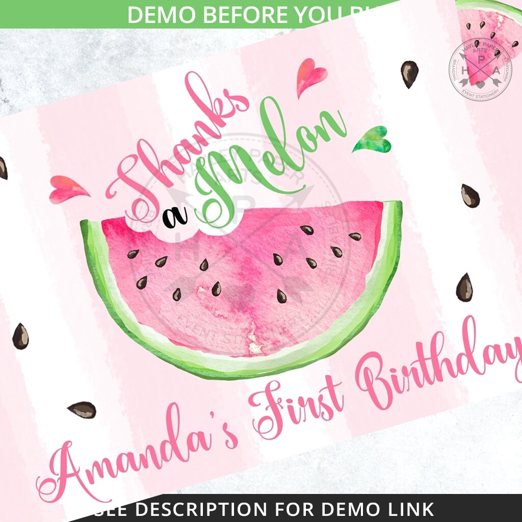 EDITABLE Watermelon Gable Gift Box Labels and Tags. Handle Favor ...